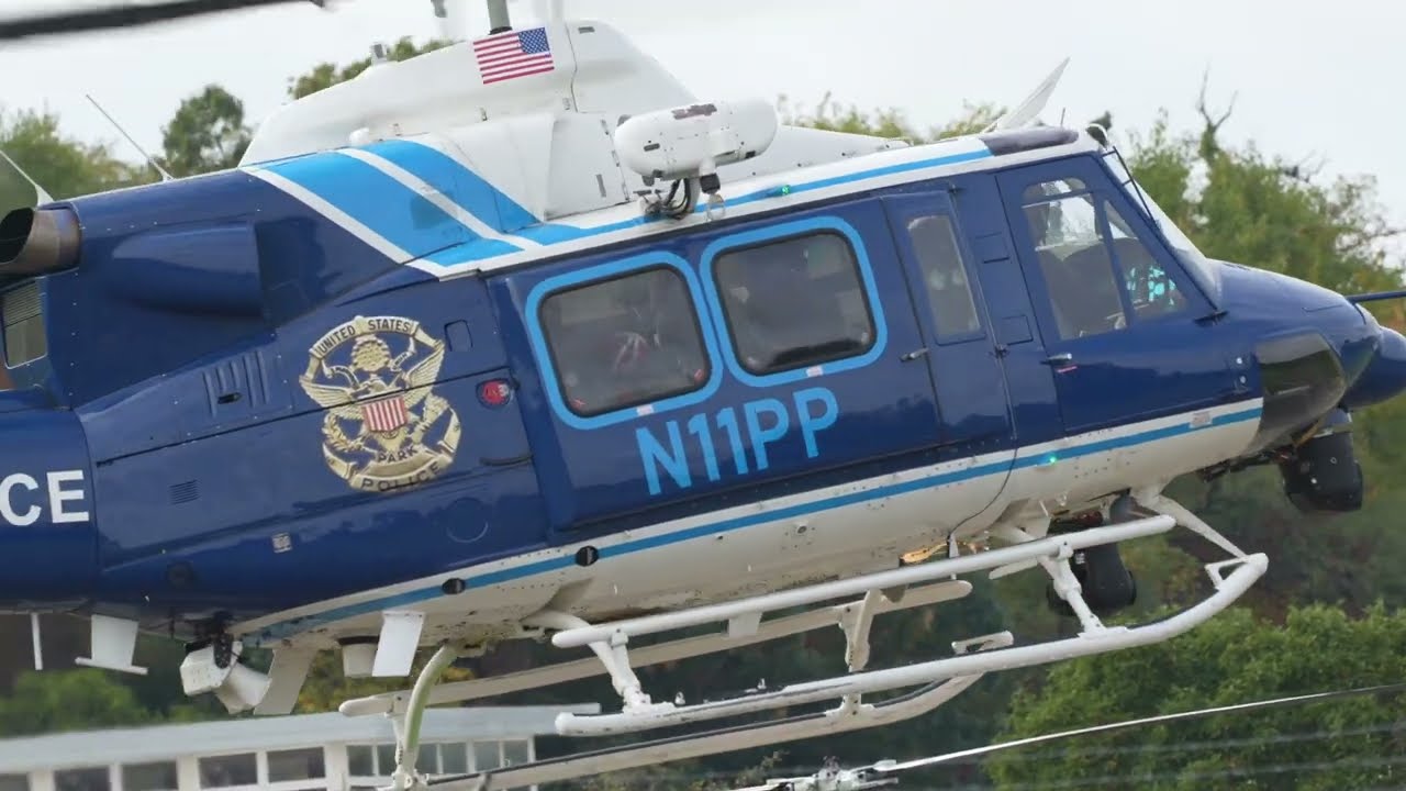 US Park Police helicopter Eagle departs for POTUS overwatch mission ...