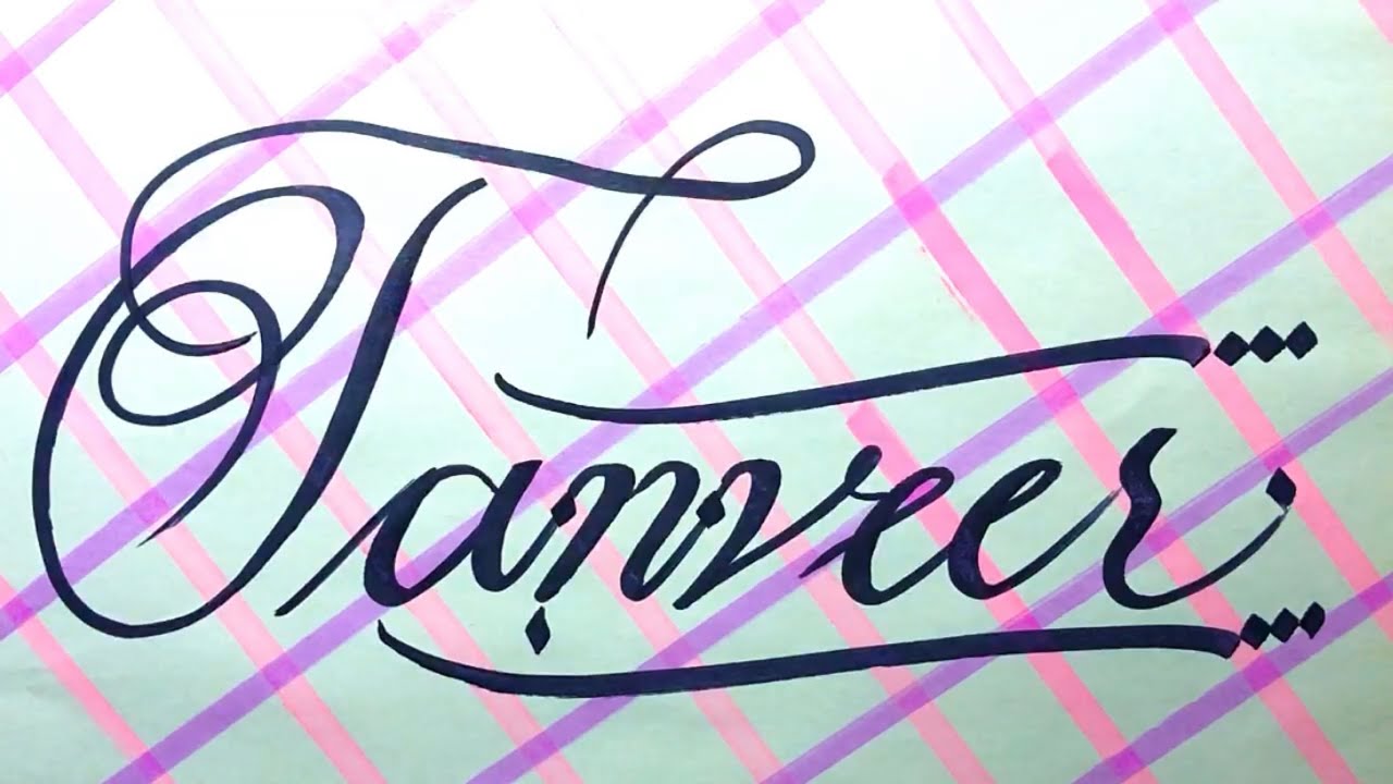 Tanveer Name Signature Calligraphy Status | How to Cursive write with ...