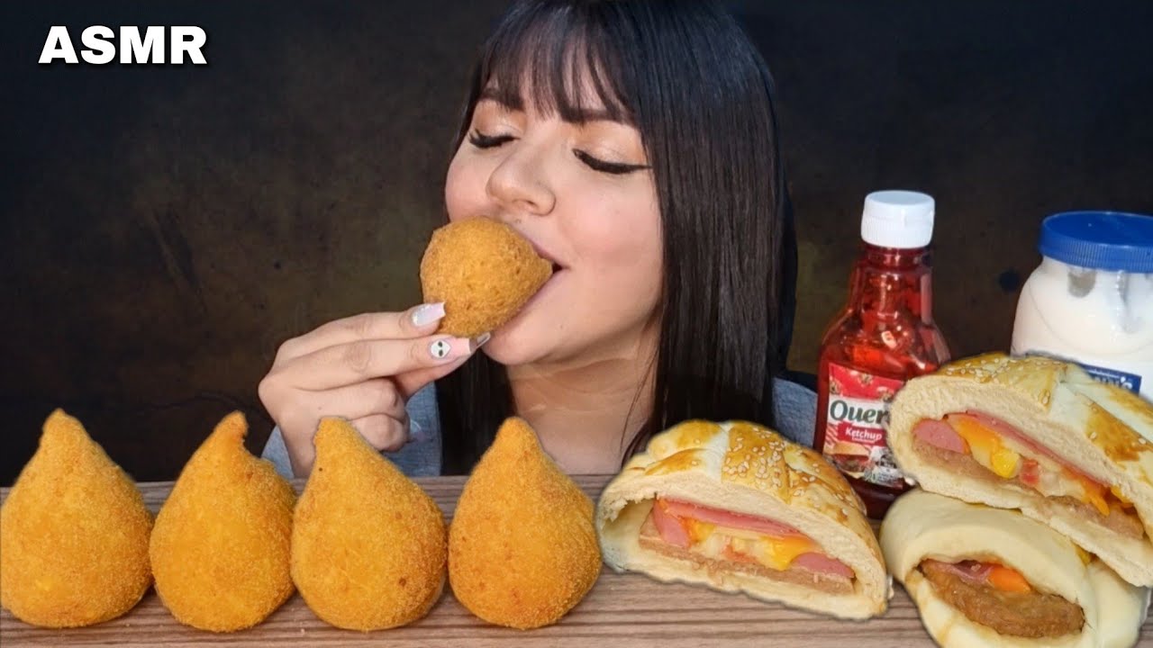 ASMR COMIDA - COXINHA E ASSADOS DE HAMBÚRGUER (MUKBANG BRASI)L EATING ...