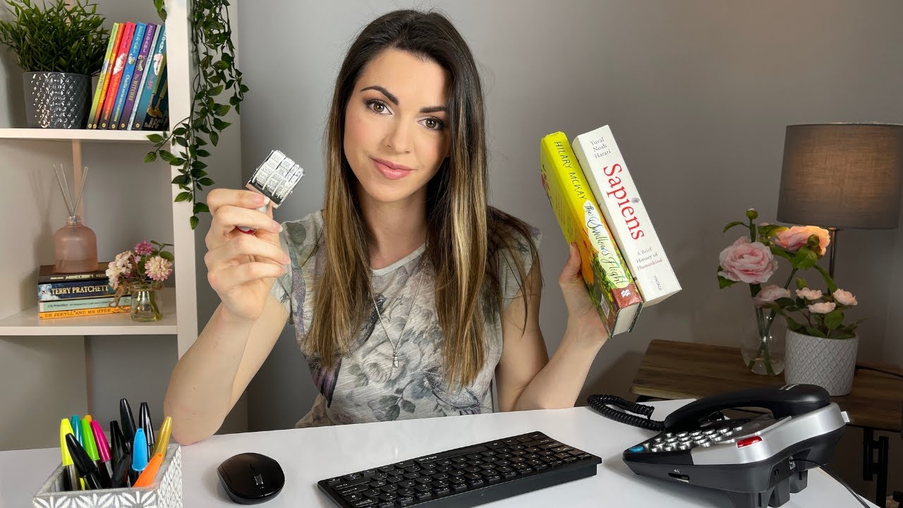 ASMR Library 📚 Book Sounds | Typing | Page Turning | Stamping | Soft ...