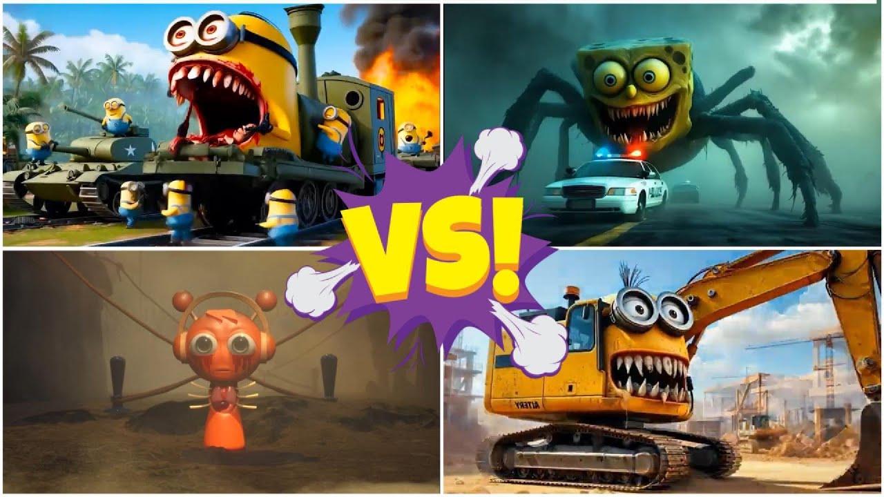 Minions Train Eater 🆚 Sponge Bob 🆚 Sprunki Horror 🆚 Truck Minions ...