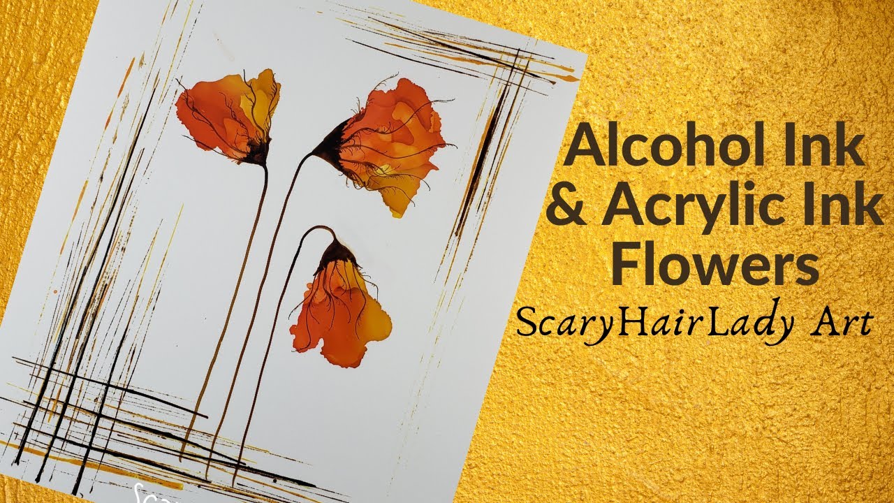 153 Alcohol Ink, Bombay Ink & Acrylic Ink Flower Abstract Lines ...