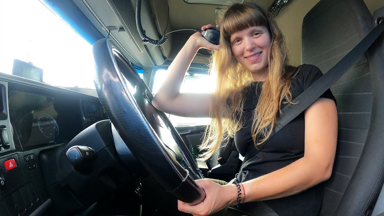 Young female truck driver's daily routine - YouTube
