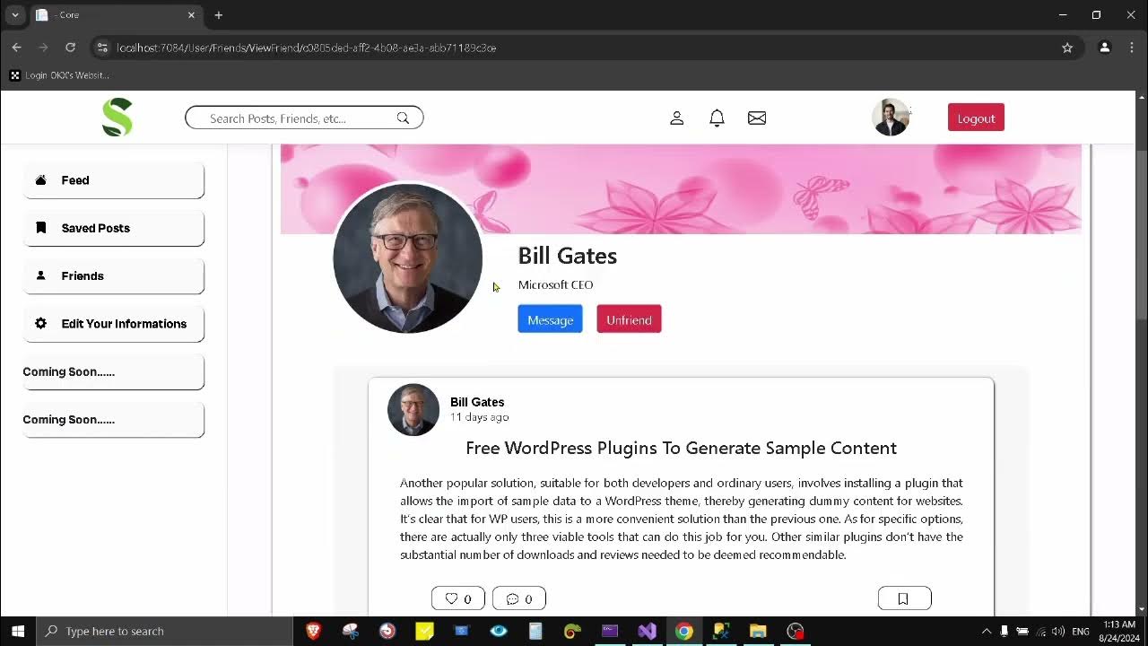 Social Web Application Demo ASP.NET - YouTube