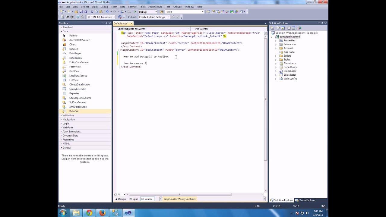 how to add datagrid to toolbox in visual studio 2010 - YouTube
