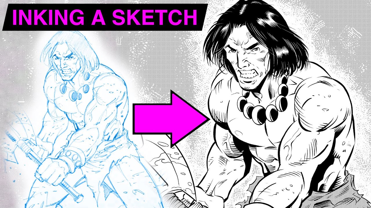 Digital Inking Pencil Sketches: Conan Pencil Art by Ron Lim - YouTube