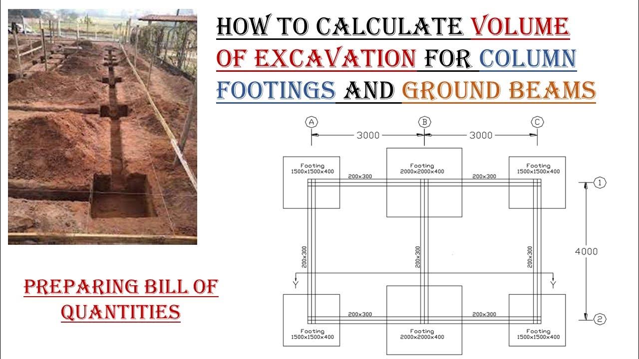 VOLUME OF EXCAVATION FOR COLUMN FOOTINGS AND GROUND BEAMS/TAKING OFF ...