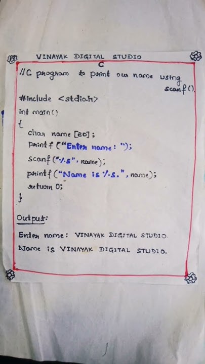 C program to print my name using print f() and scanf() functions #C #programming #learning - YouTube
