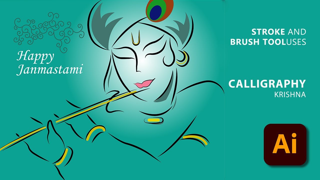 Calligraphy Of Lord Krishna In Adobe Illustrator | Adobe Illustrator ...