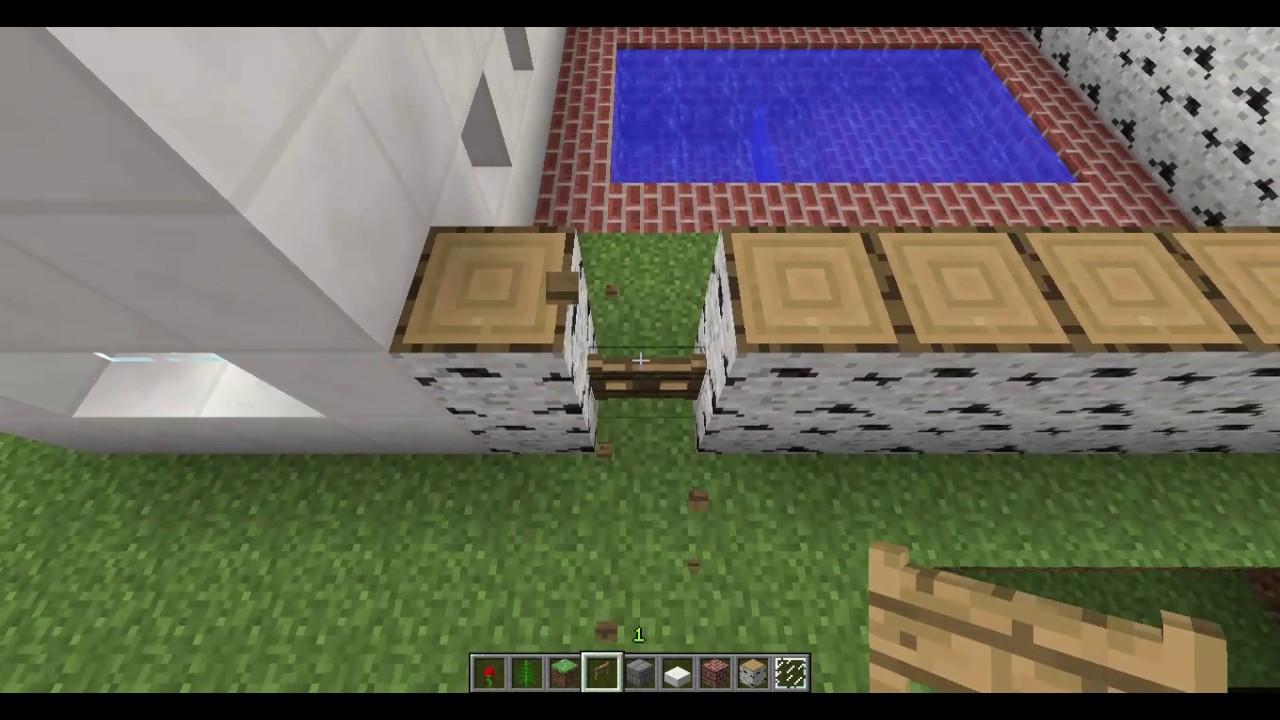 como hacer una casa con pileta el en minecraft - YouTube