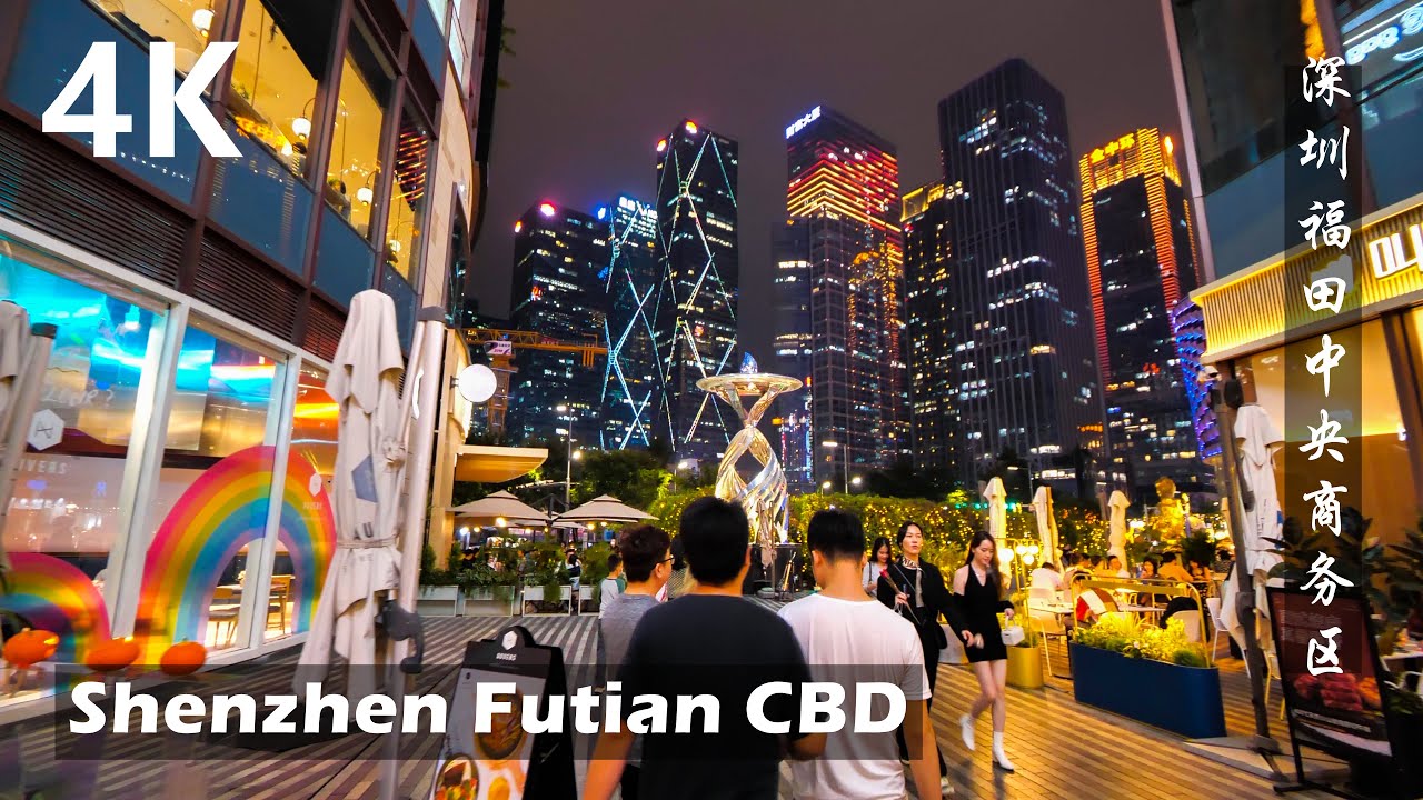 Night Walk Around Futian CBD in Shenzhen China | 4K Walking Tour Video ...