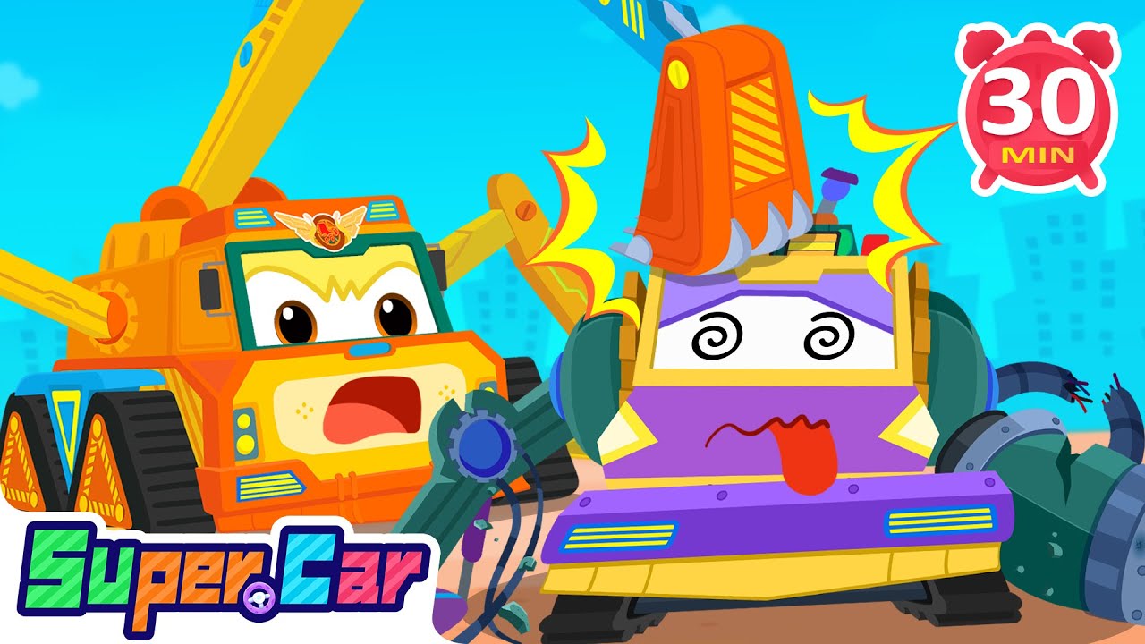 Excavator Cartoons Compilation | Rescue The Town From Monster Cars ...