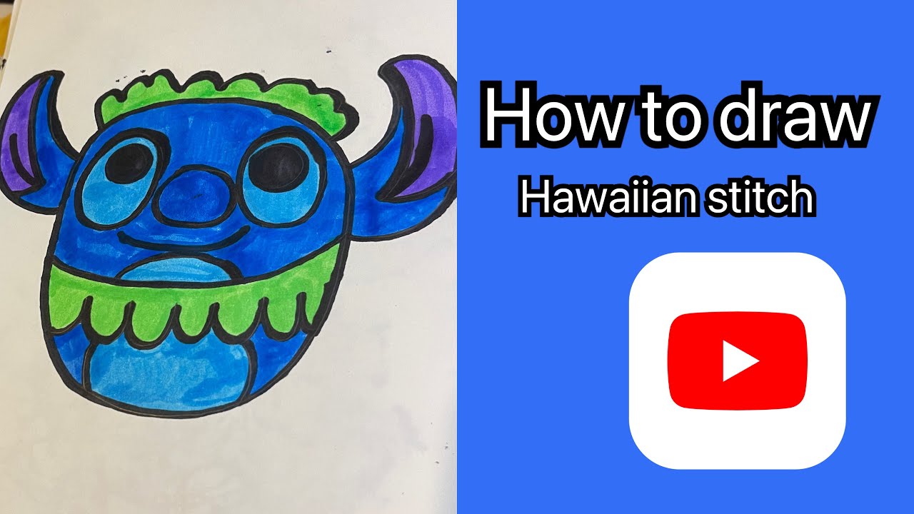 How to draw Hawaiian stitch squish mellow Disney’s - YouTube