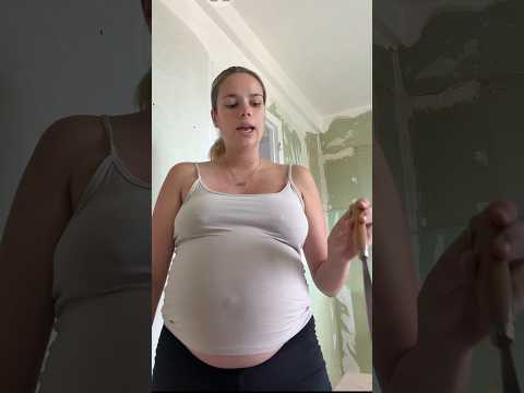 Daily Routine: No Bra, Pregnant Woman Renovating Her House with Visible Nipples