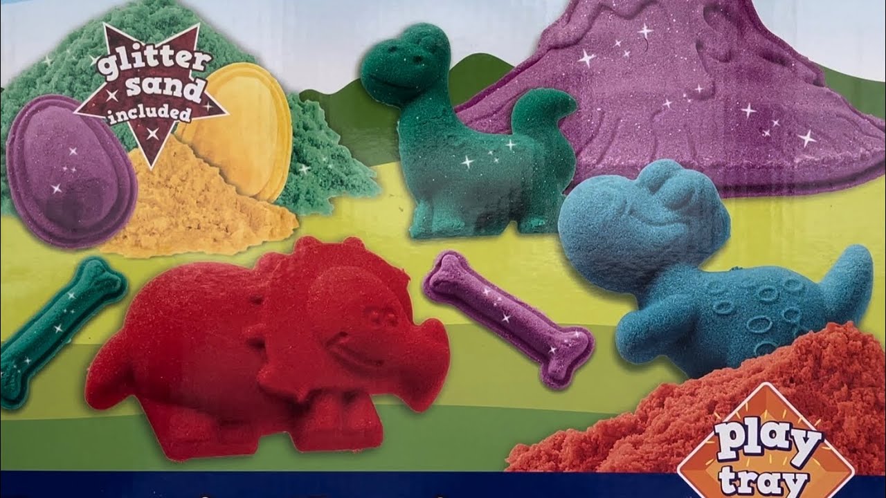 PLAY WITH SUPER SAND AND DINO’S, KINETIC MAGIC SAND AND DINOSAURS - YouTube