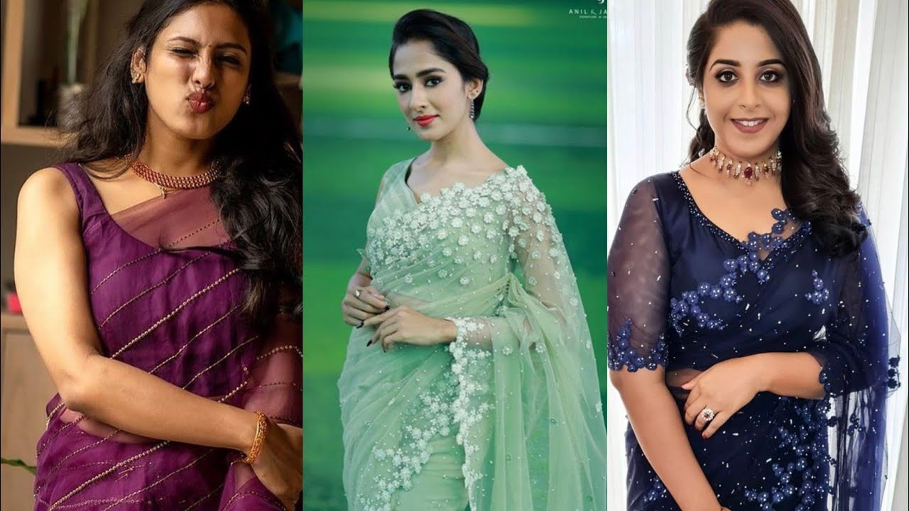 beautiful net saree collection/ net saree design ideas - YouTube