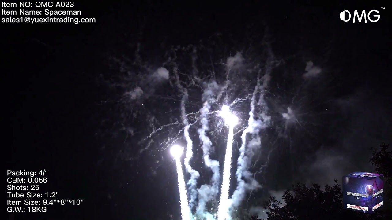OMG-A023 25 shot Spaceman 500 Grams Cakes Fireworks - YouTube