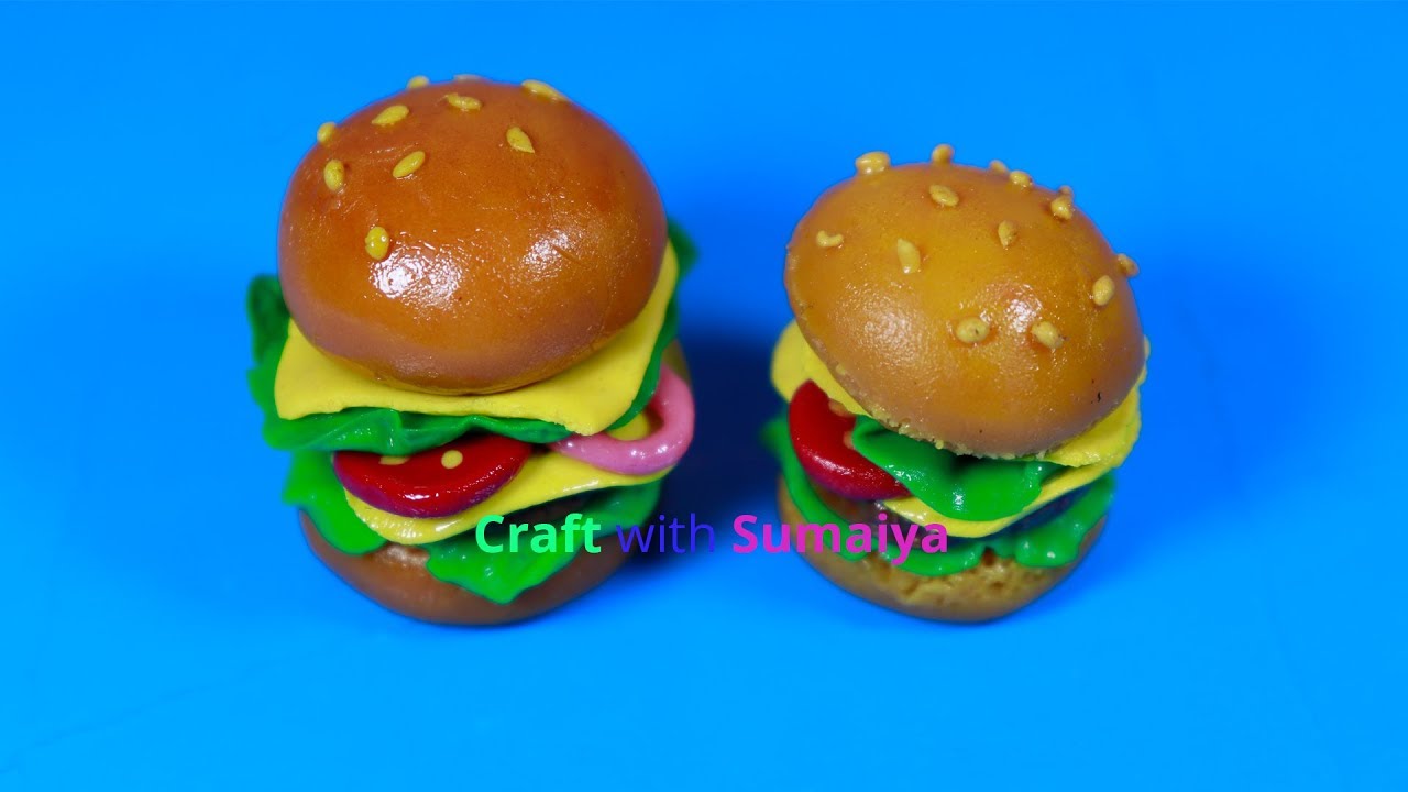 ক্লে দিয়ে বার্গার তৈরি/how to make Miniature Clay burger/clay burger ...