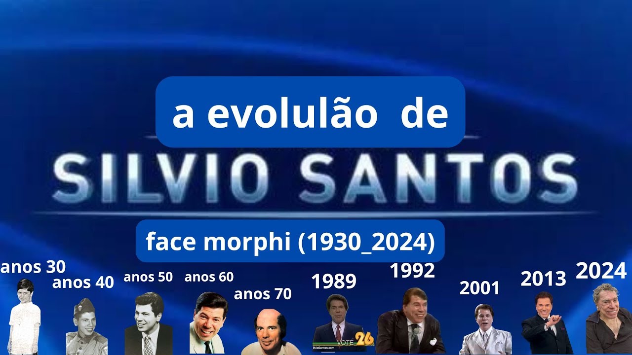 evolução de silvio santos face morph (1930-2024) - YouTube
