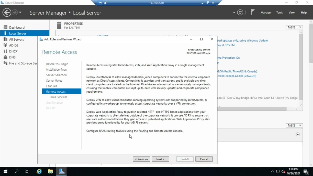 Installing the Remote Access role in Windows Server - YouTube