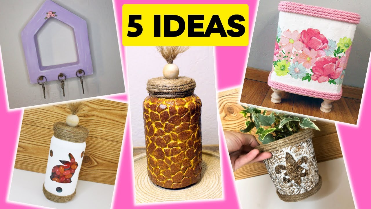 5 Decor Ideas using Recycled Materials - YouTube