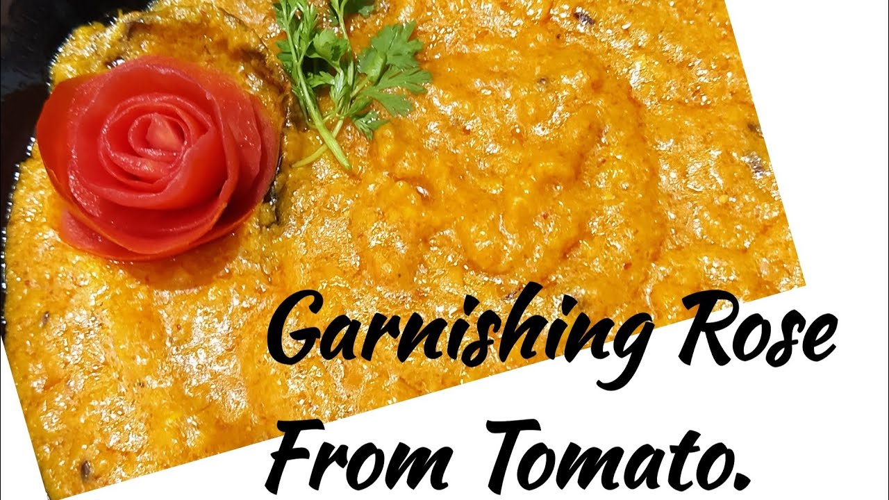 How to make Garnishing Rose by Tomato/ Garnishing Rose/Decorationidea ...