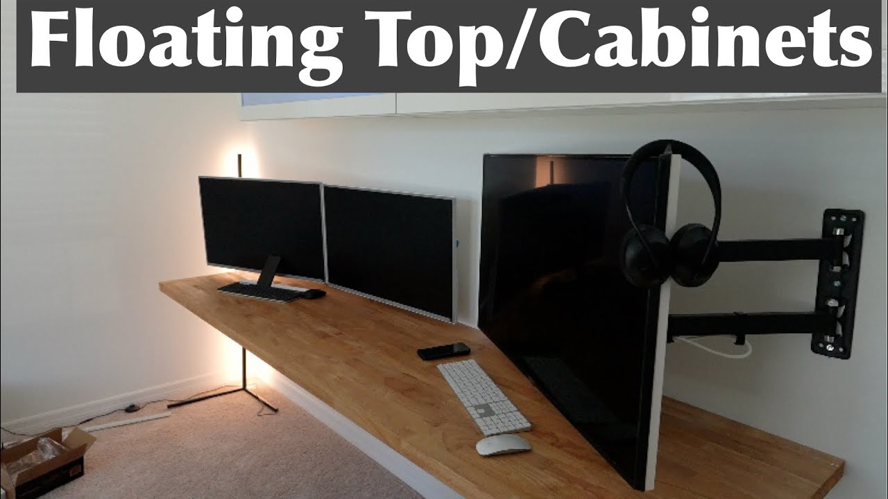 How to install a Floating Table and Cabinets - YouTube
