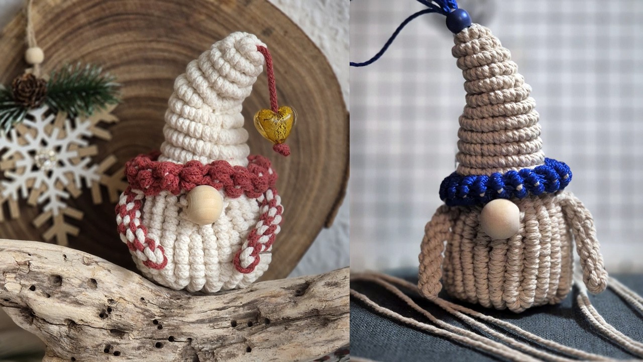Macrame Gnome Idea DIY Christmas Ornaments and Decorations - YouTube