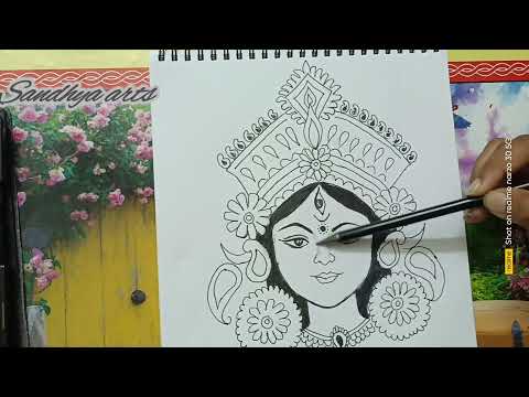 How to draw Durga amma face for beginners step by step (7 th standard ...