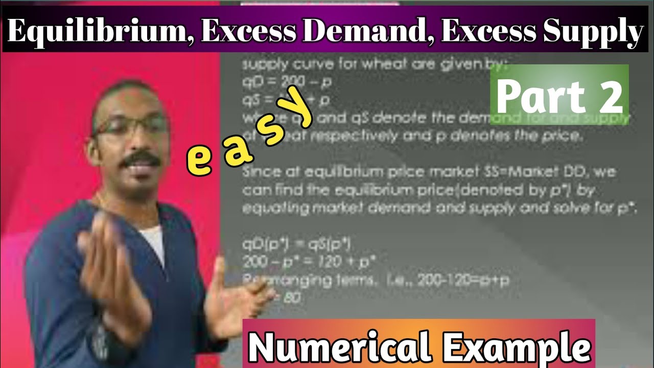 Equilibrium,Excess Demand, Excess Supply- Part 2- Numerical example ...