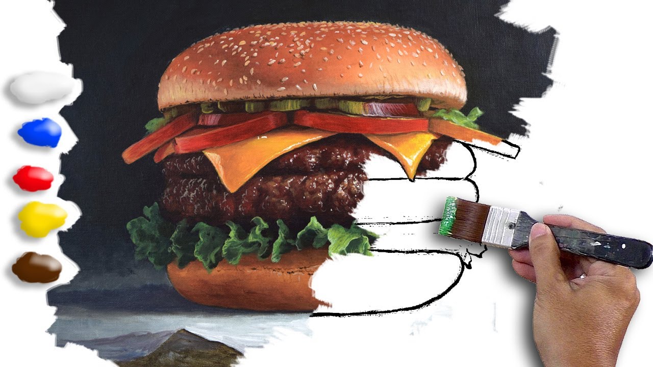 Painting Realistic Burger in Acrylic / Time-lapse / JMLisondra - YouTube