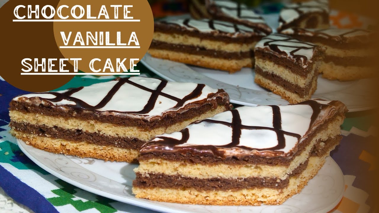 Chocolate Vanilla Sheet Cake || Double Flavor Cake Recipe By ...