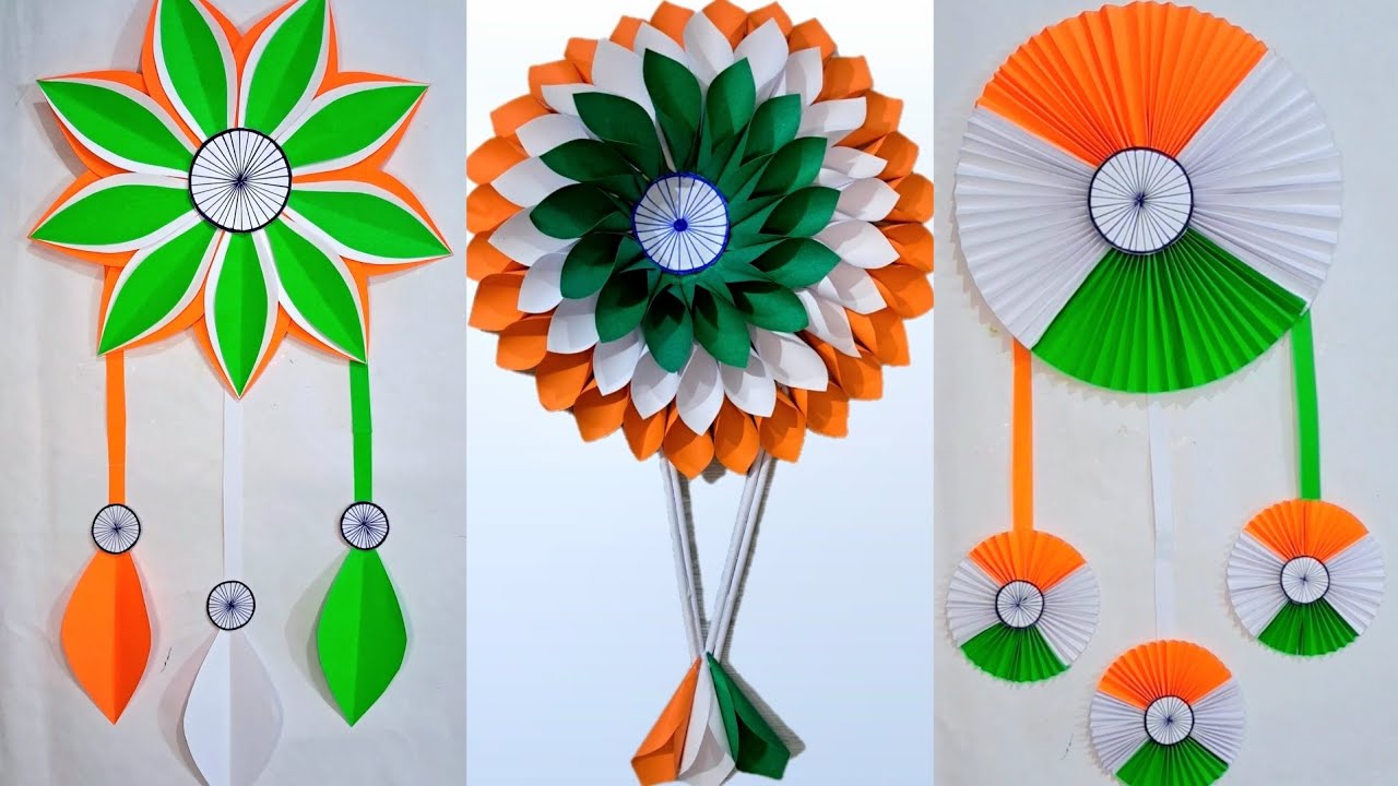 3 India flag papercraft ideas | wallhanging | homedecor special ...