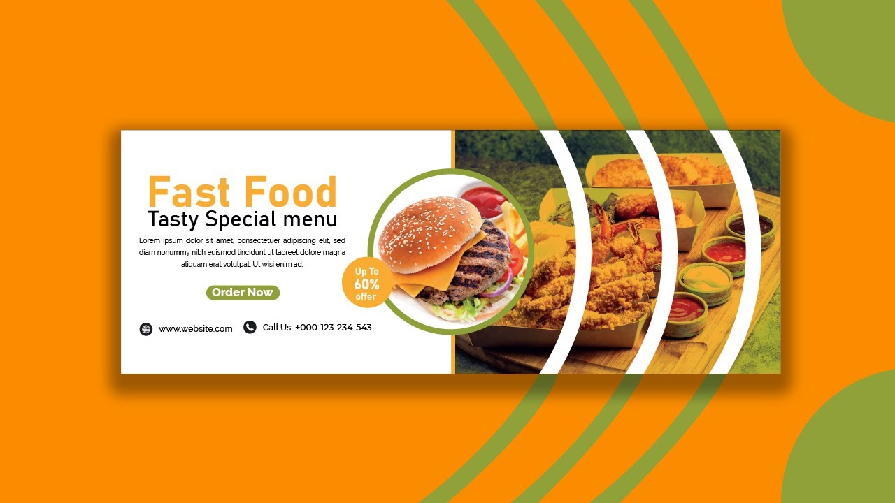Facebook Cover Photo Design in Adobe Illustrator 2022 || Fast Food ...