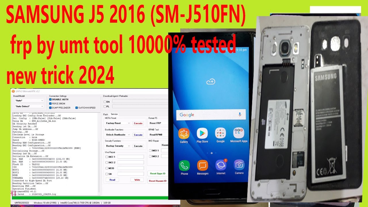 SAMSUNG J5 2016 SM J510FN FRP UNLOCK DONE UMT - YouTube