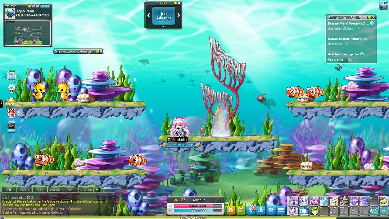 MapleStory gameplay fast leveling guide 74-92 pirate class - YouTube
