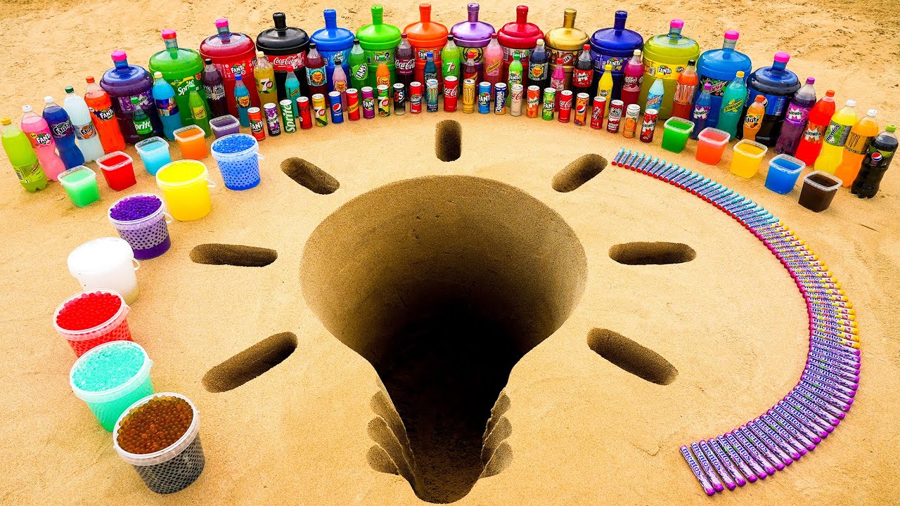 Giant Toothpaste Eruption from Light Bulb Hole, Big Fanta, Coca Cola ...