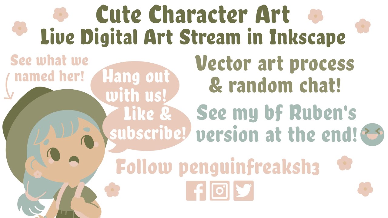 Cute Character Art - Live Digital Art Stream in Inkscape! - YouTube