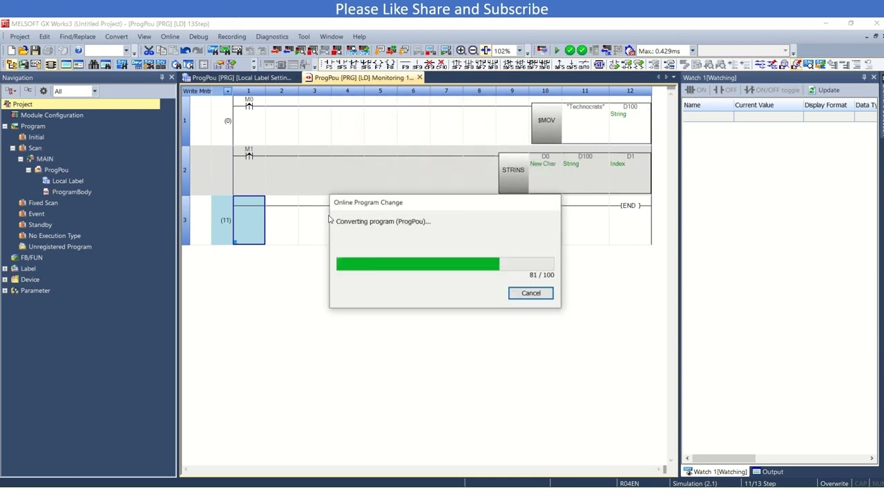 String Add and Delete in Mitsubishi PLC - YouTube