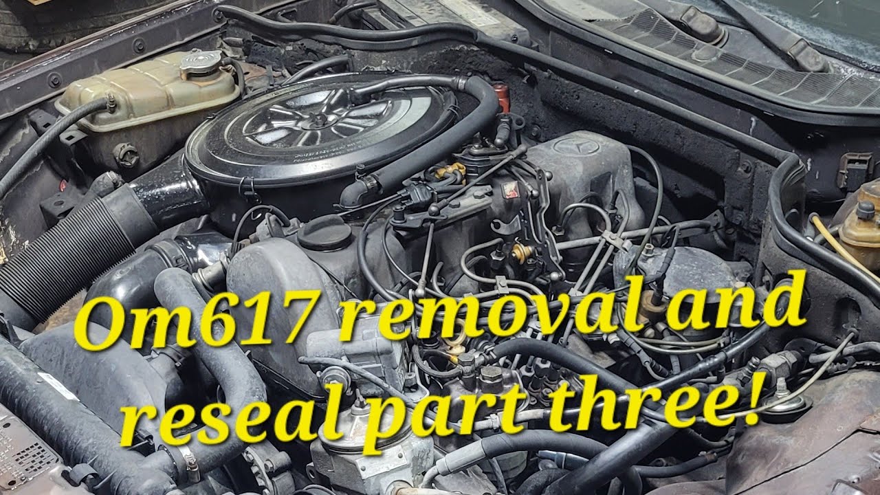 My 82 W126 300sd Mercedes engine removal and reseal part three! - YouTube