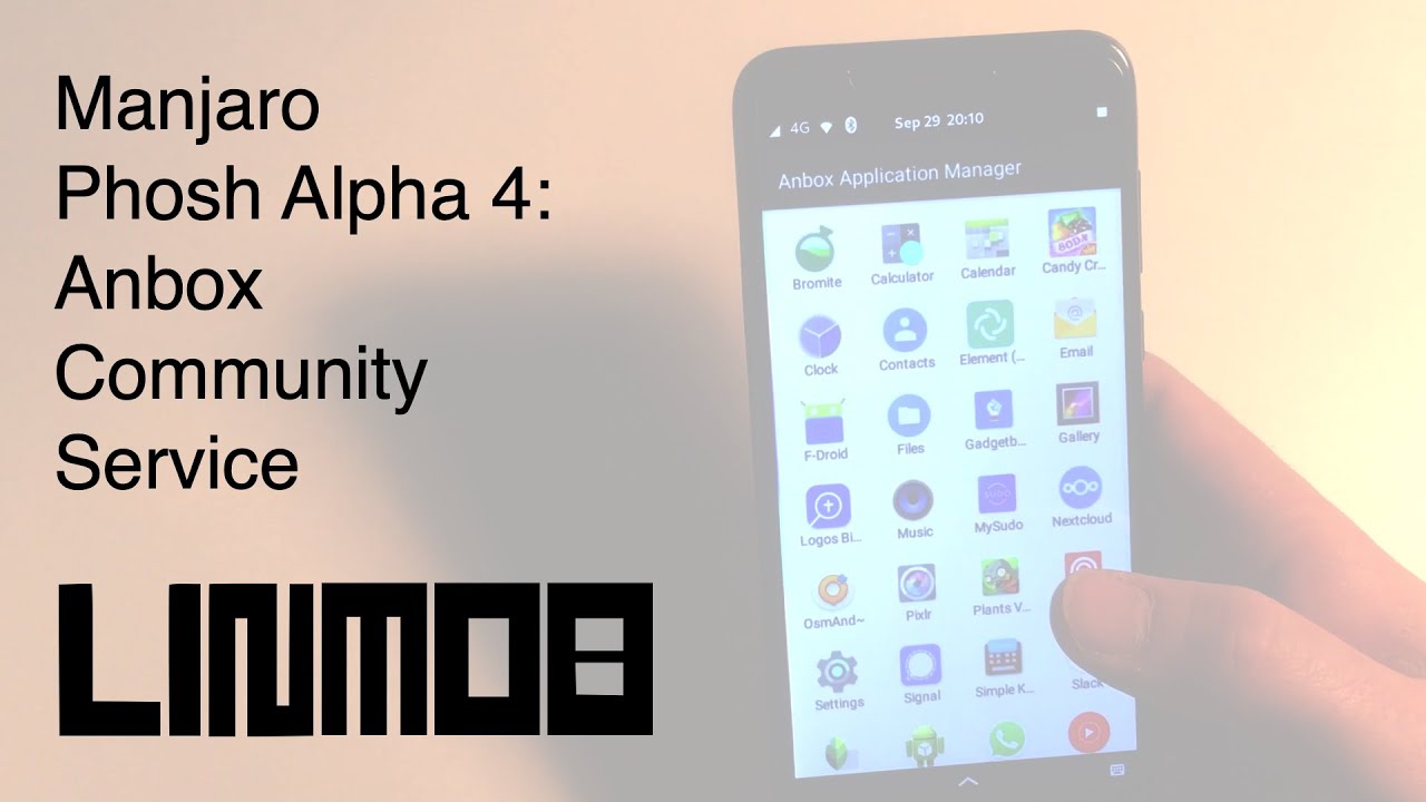 Manjaro Phosh Alpha 4: Anbox Community Service (Anbox on PinePhone III) - YouTube