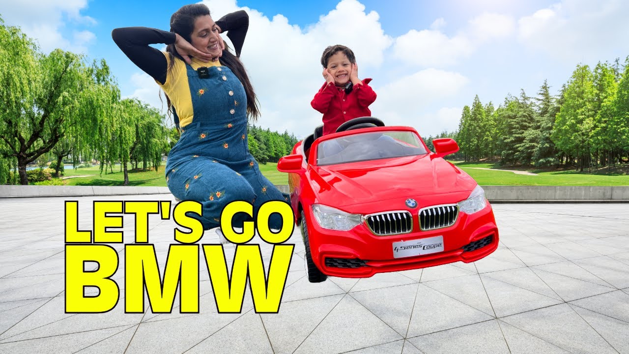 Sina takes the wheel: Driving his BMW car in the park with Yasmin - YouTube
