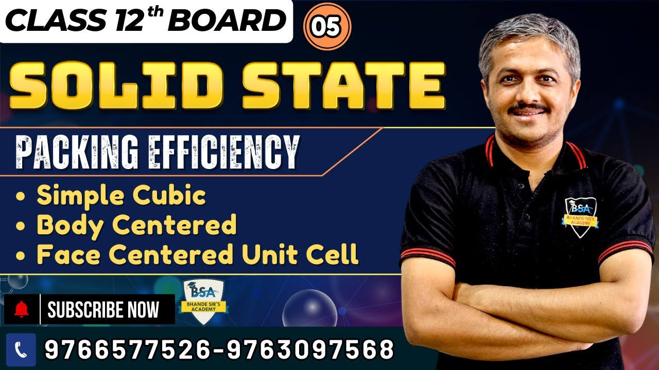 Solid State-5 | Packing Efficiency of Simple Cubic, Body Centered ...