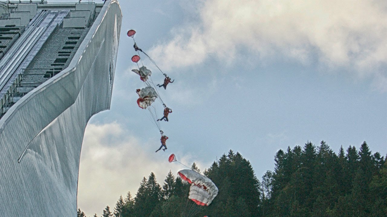 Base Jump from Ski Jump - YouTube