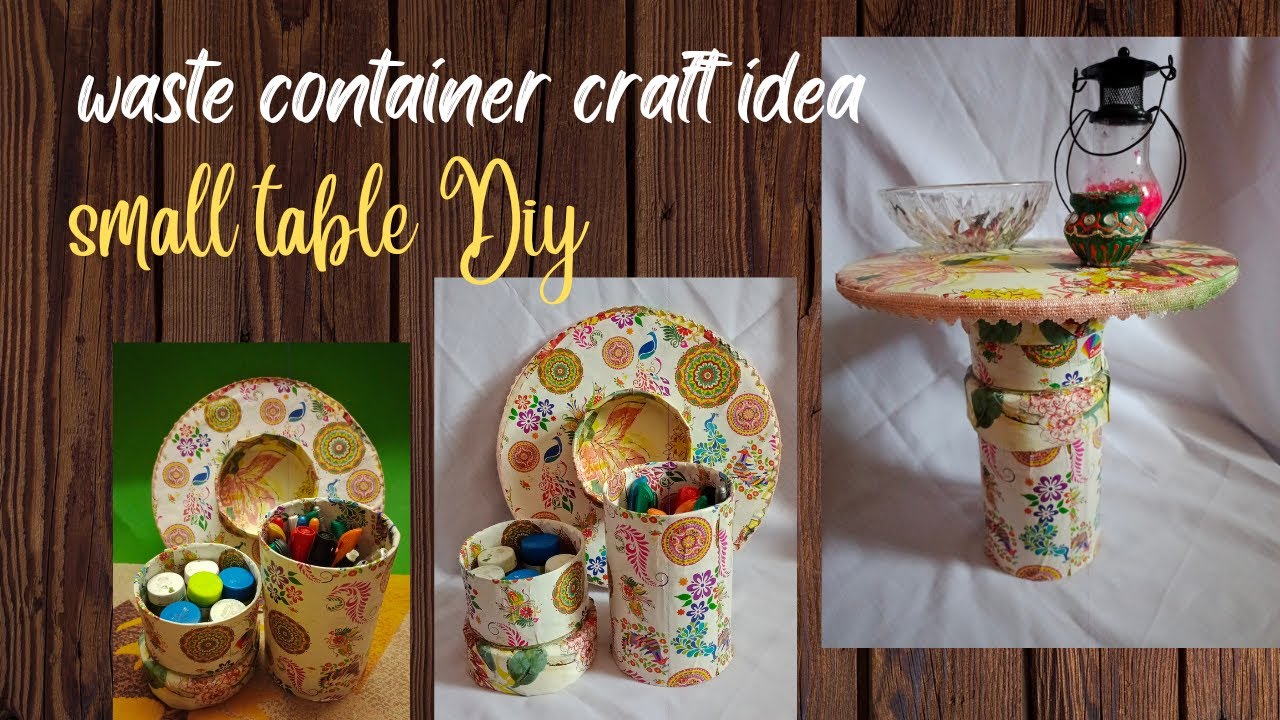 waste containers craft ideas / small table Diy / #youtubevideo / craft ...