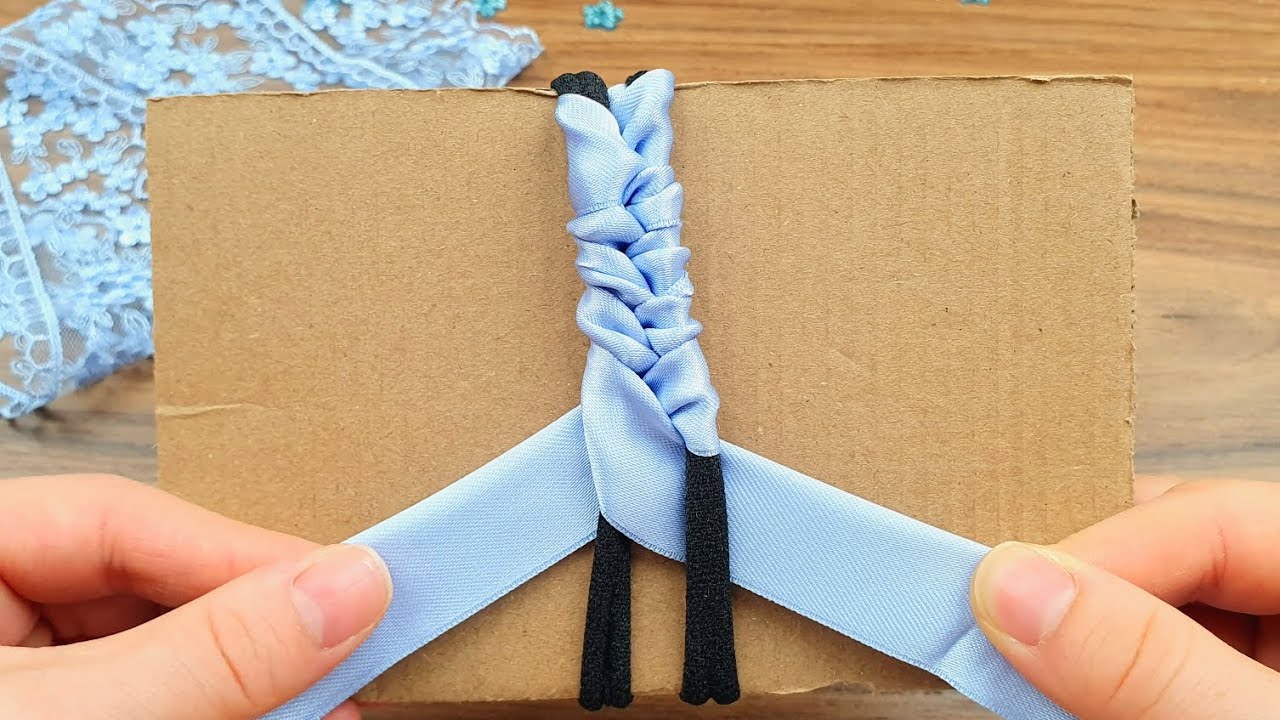 How to make a useful item by attaching elastic band and ribbon to ...