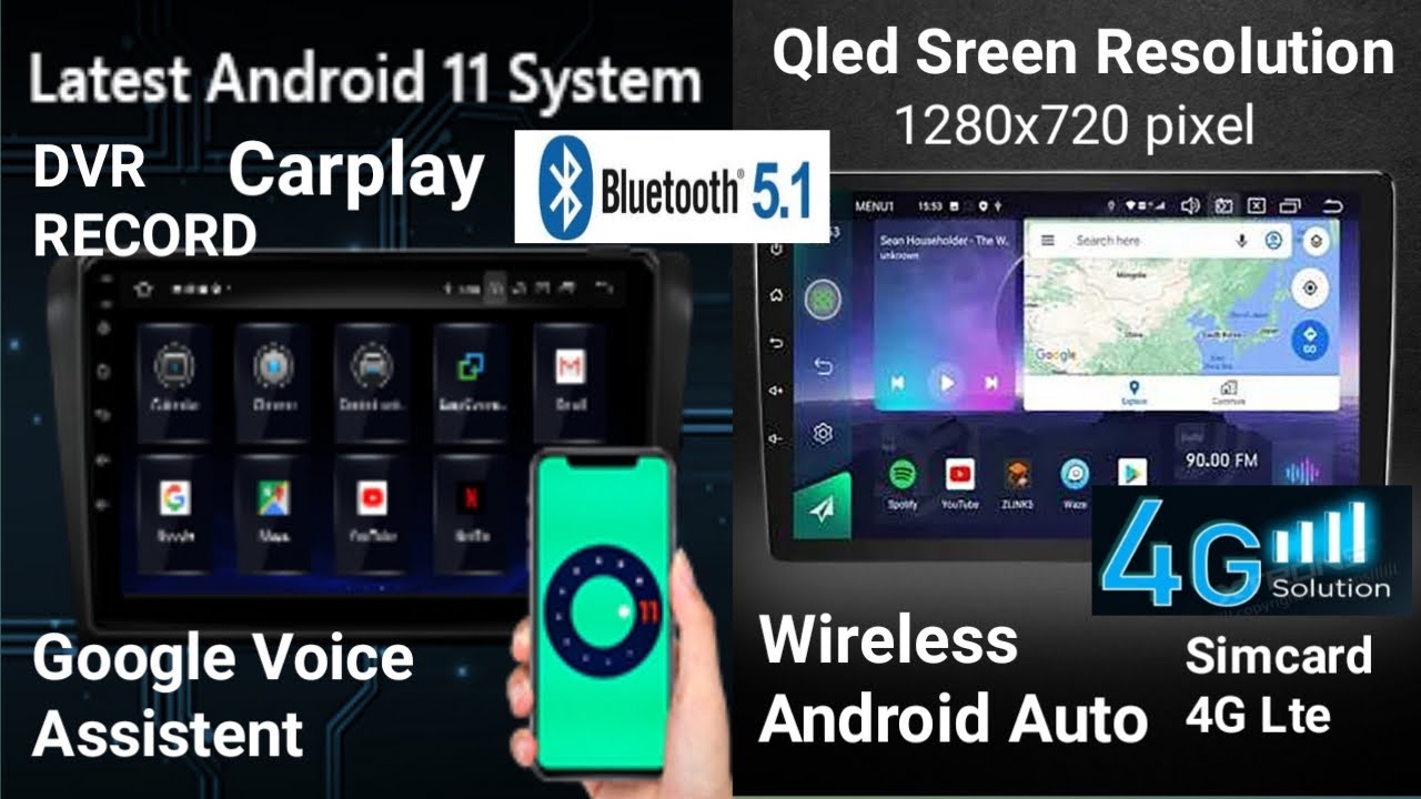 Head Unit Android OS 11, DVR Record, 4G LTE Sim card, Voice Asisstant ...