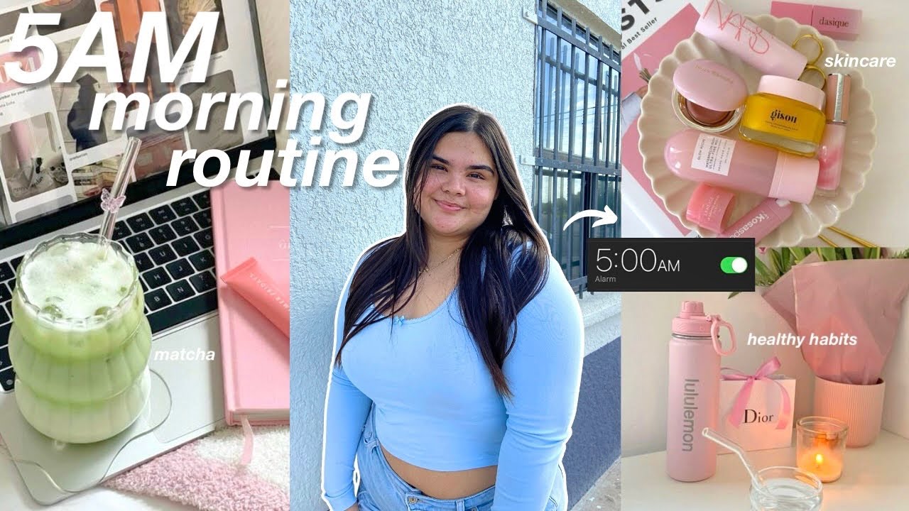 5AM MORNING ROUTINE 🍵 productive, daily routines, skincare, healthy ...