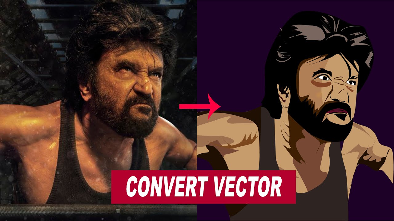 easy tutorial Vector Art - Vector Portrait- Cartoon darbar rajinikanth ...