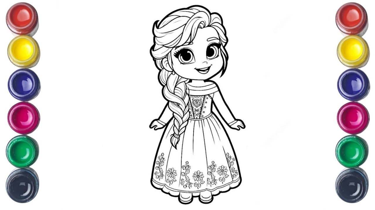 Cute Elsa Frozen Drawing For Kids, Easy Drawing For Kids | Let's Draw ...